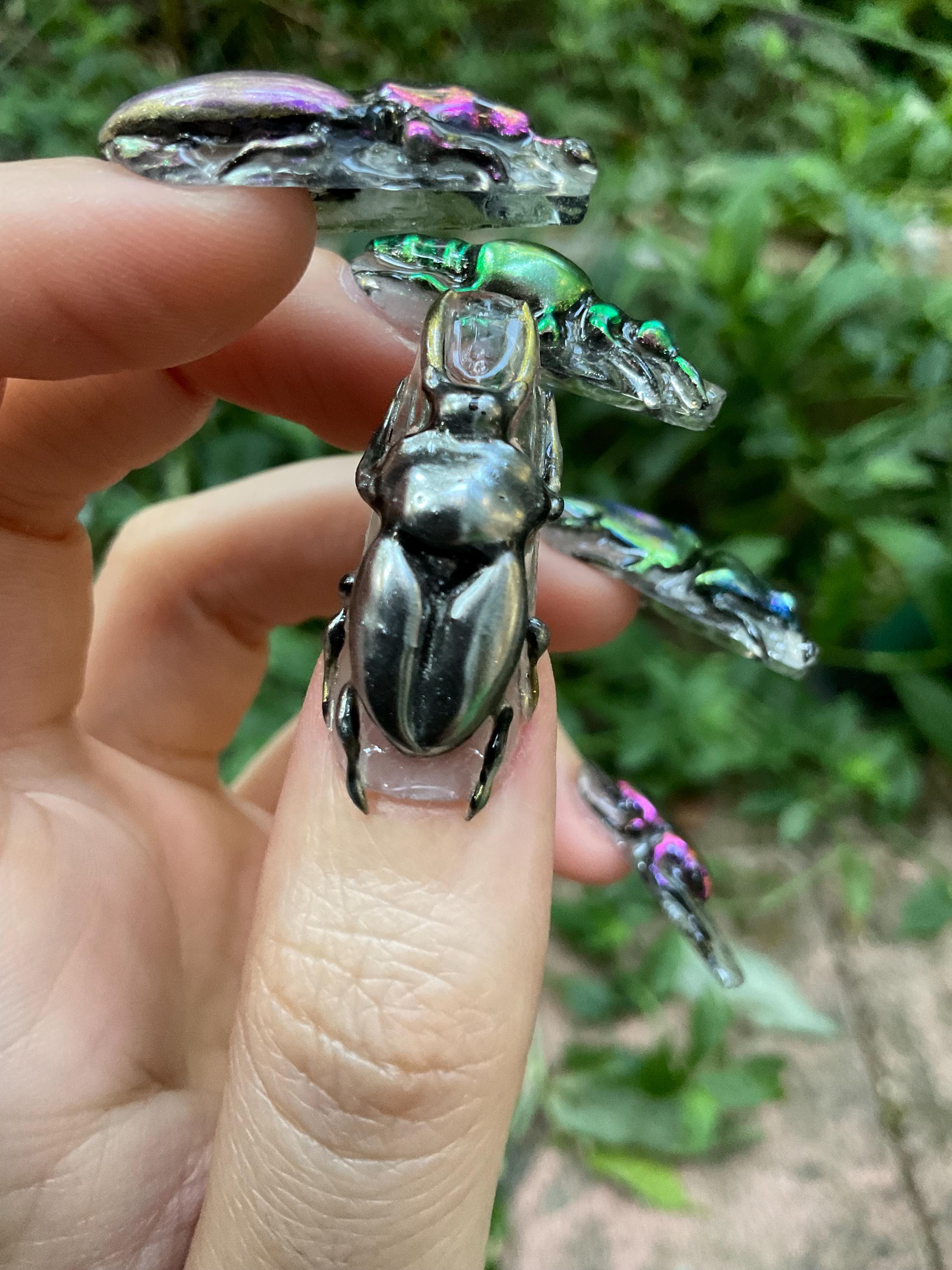 3D Insect Garden Press on Nails | Custom Nature-inspired Nail Art With ...