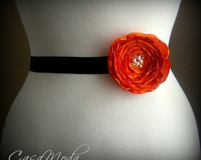 Orange Bridal Sash Fabric Autumn Fall Weddings Pumpkin Bridal Satin ...