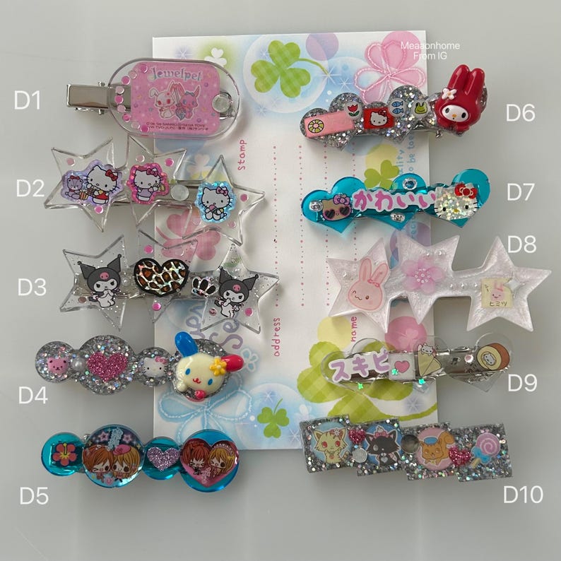 Handmade Kawaii Resin Hair Clips: Cartoon Character Accessories - Etsy