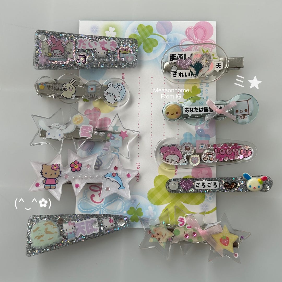 Handmade Kawaii Resin Hair Clips: Cartoon Character Accessories - Etsy