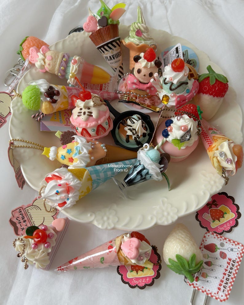 Japanese Decoden Keychain | Early 2000s Style | Y2K Kawaii Dessert ...