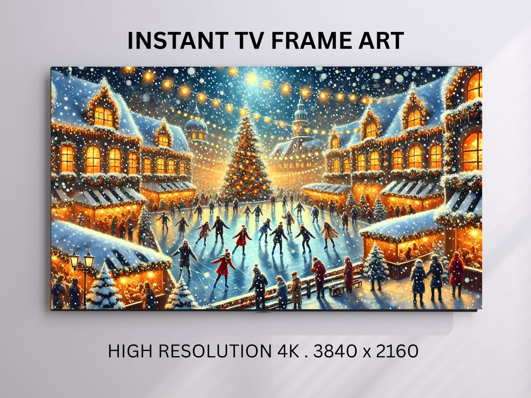 Winter Ice Skating Village Frame TV Art 4K (digital Download) - Etsy