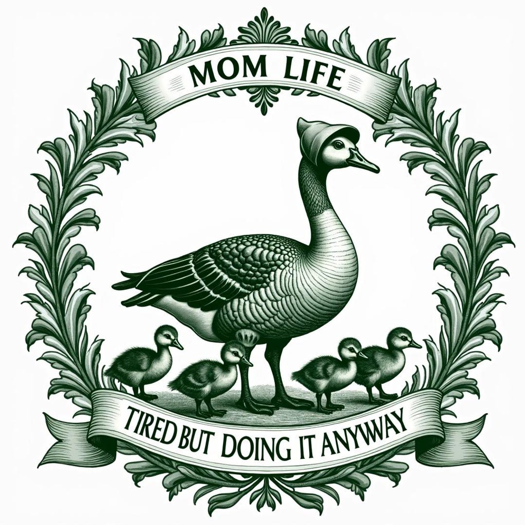 Mom Life Goose Crest PNG – Heritage Green Farmhouse Graphic (digital ...