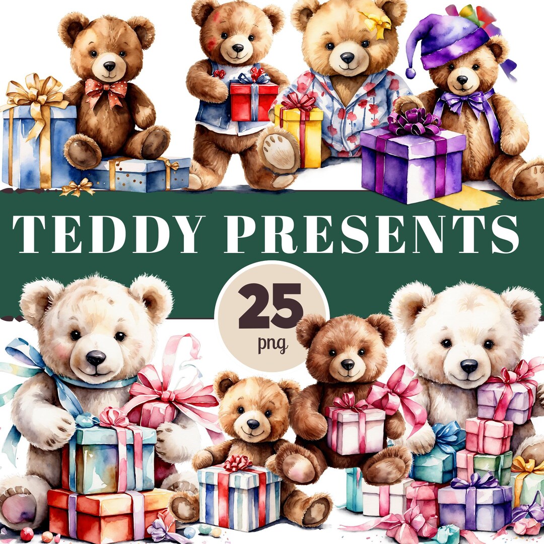 Teddy Bear Presents Clipart Bundle – Digital Sublimation Design – for ...