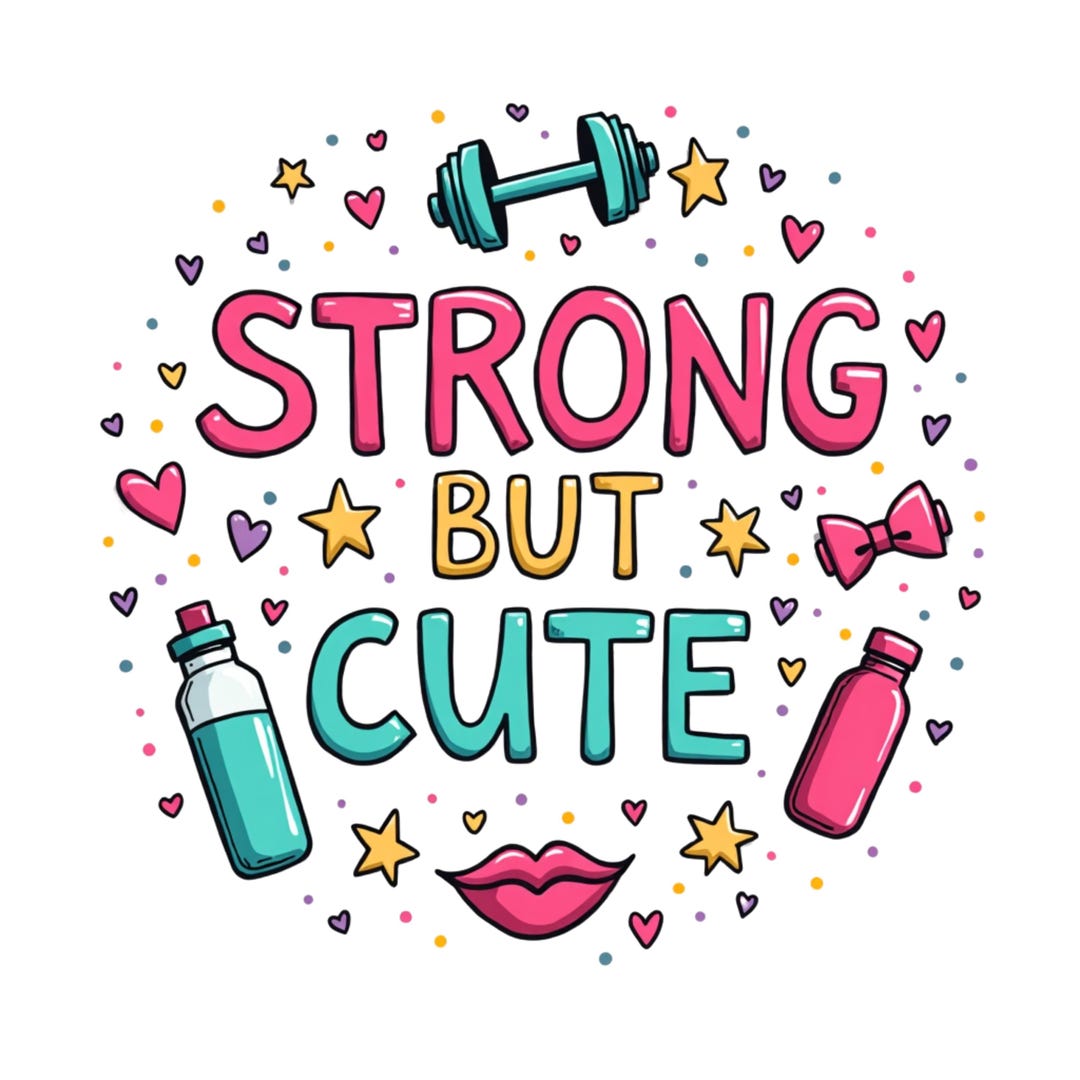 Strong but Cute PNG Sublimation Design – Girly Fitness Clipart for ...