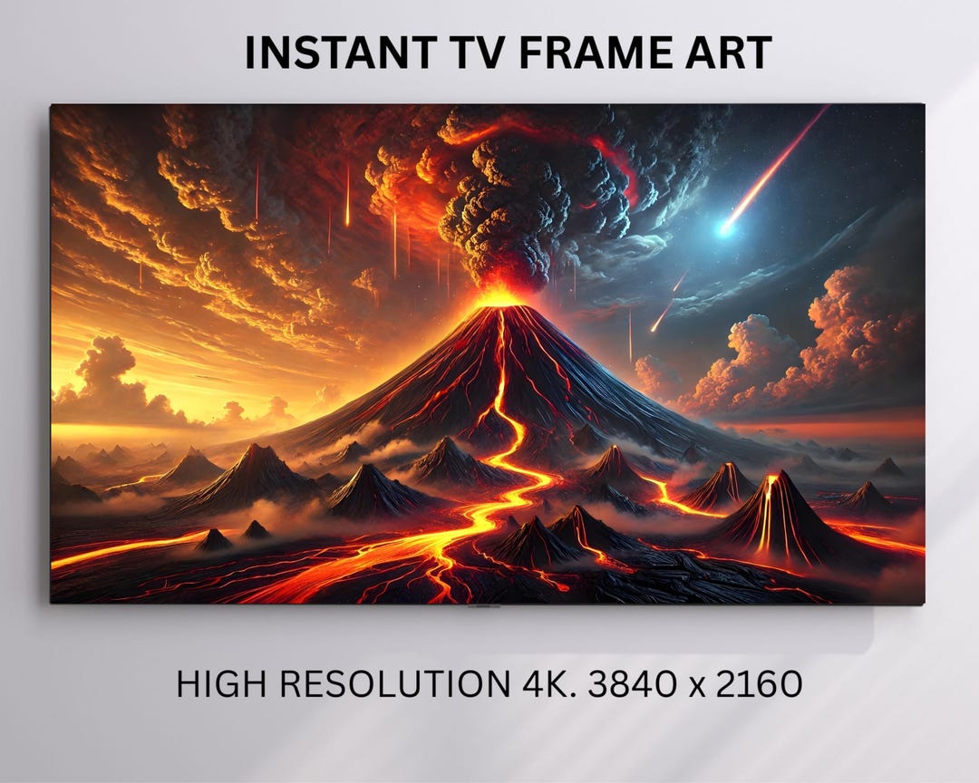 Erupting Volcano TV Frame Art – Dramatic Lava Landscape (digital ...