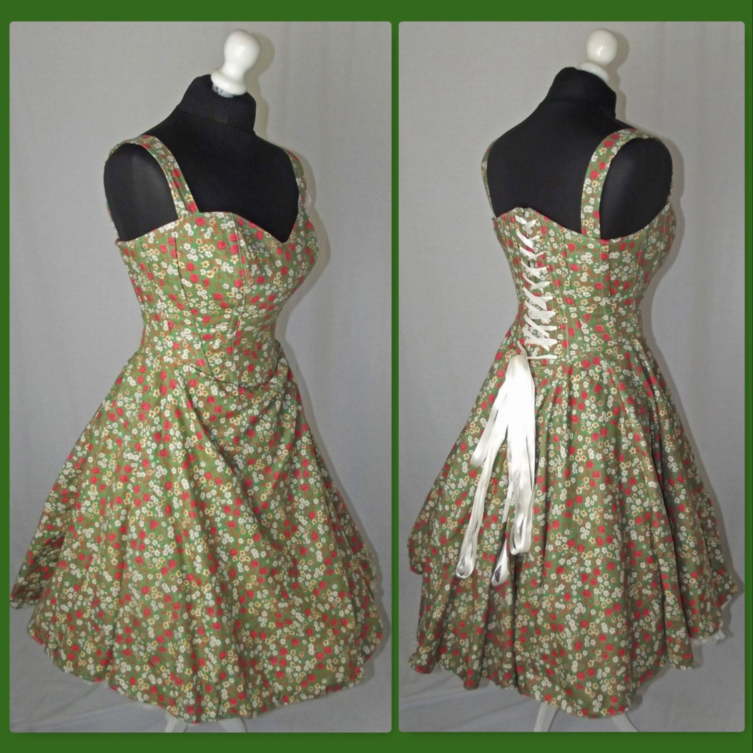 Corset Dress- Swing Dress- Fifties- Custom Fabric Corset Swing Dress ...