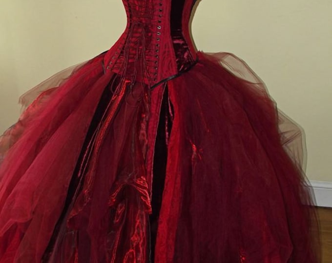 Vamp Black Wedding Corset Dress Crinoline Cage Vampire Style Gothic ...