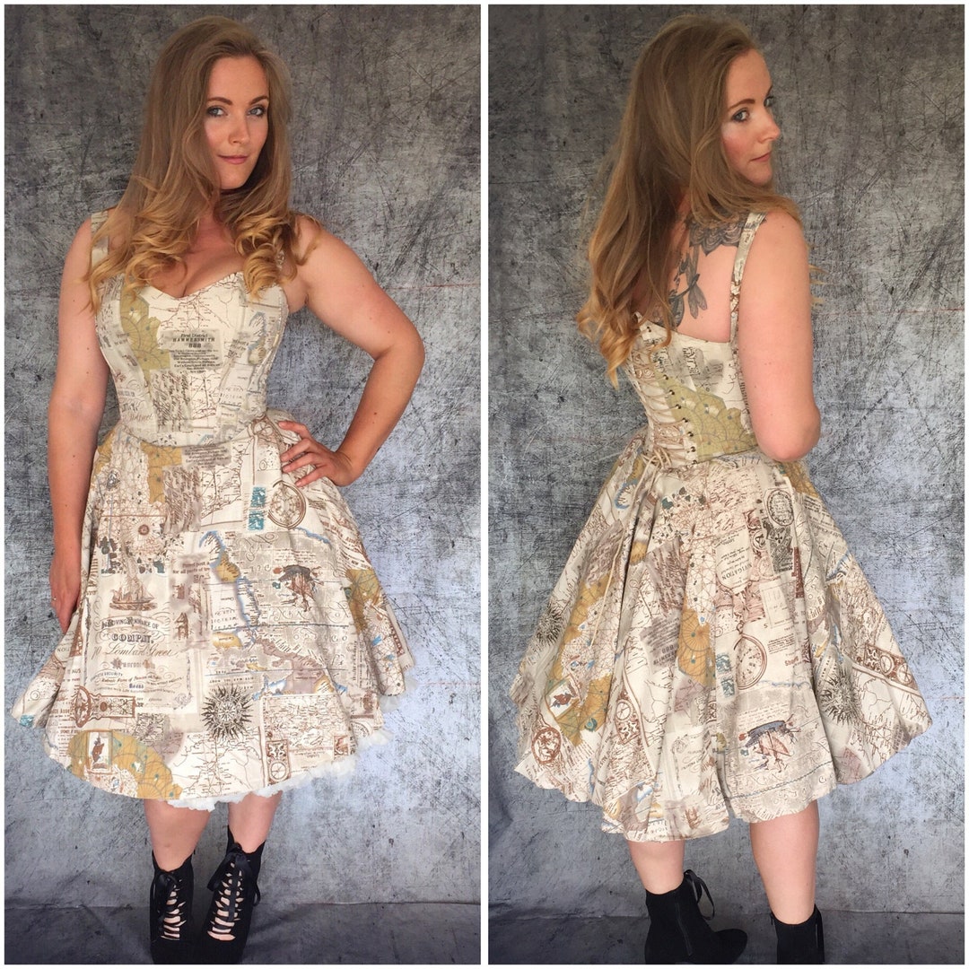 Corset Dress- Swing Dress- Fifties- Custom Fabric Corset Swing Dress ...