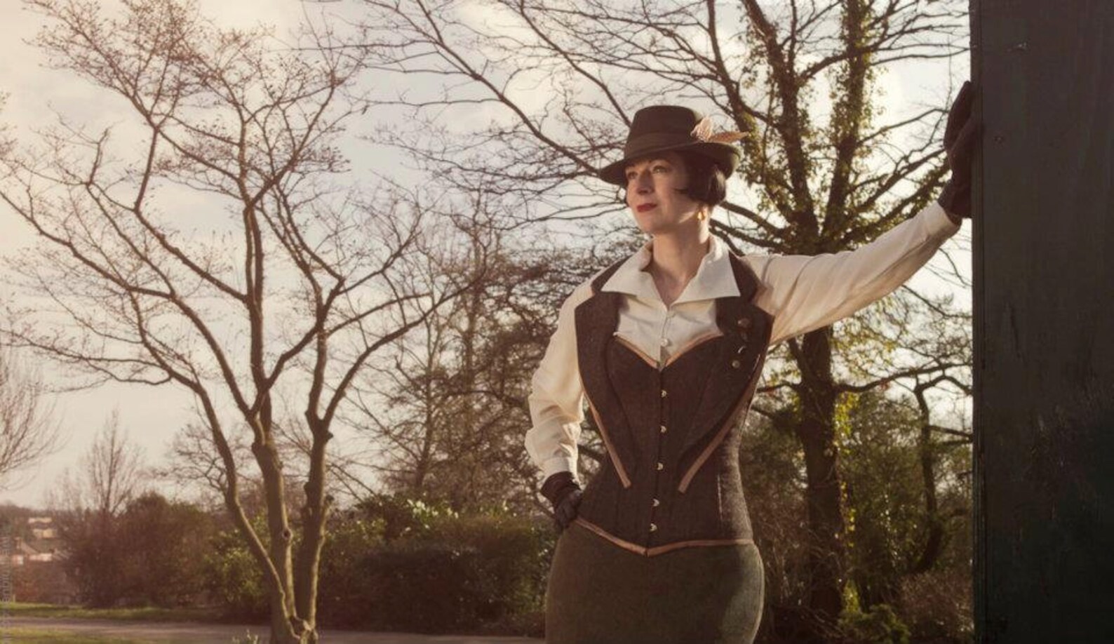 Tweed Corset. Steampunk Corset- Ladies Recycled Tweed Waistcoat ...