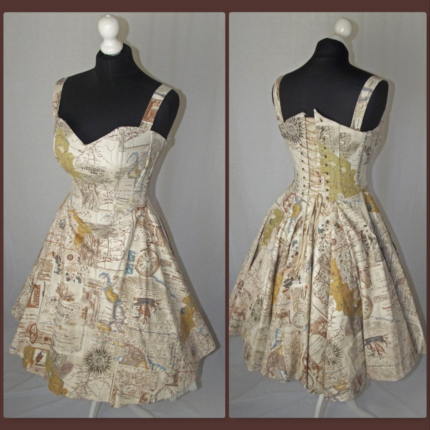 Corset Dress- Swing Dress- Fifties- Custom Fabric Corset Swing Dress ...