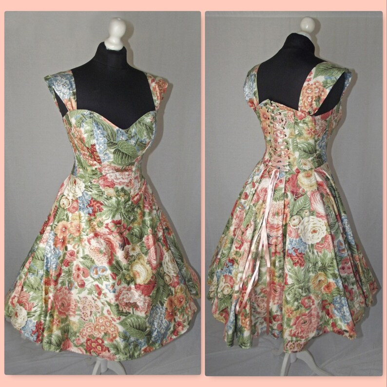 Corset Dress- Swing Dress- Fifties- Custom Fabric Corset Swing Dress ...