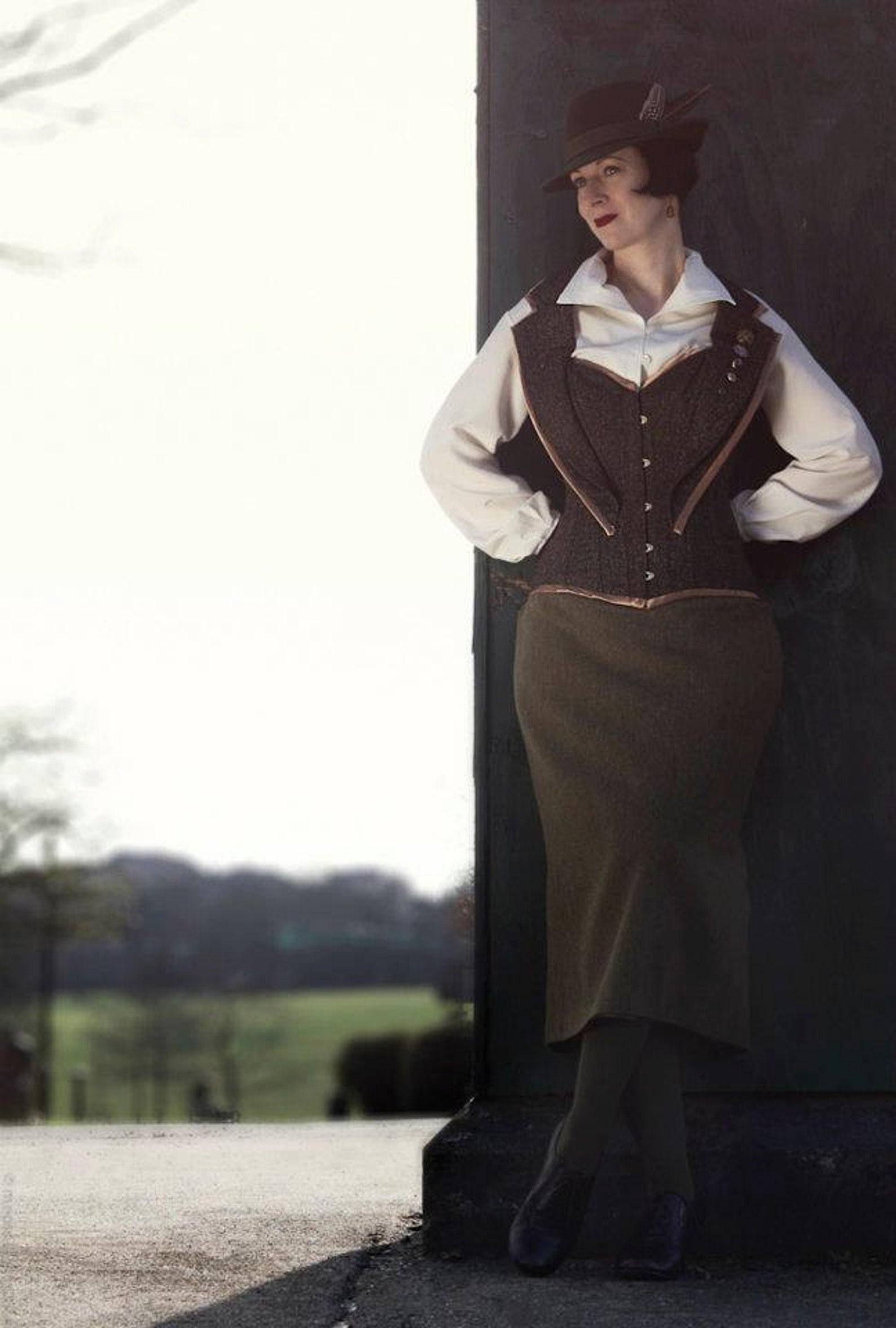 Tweed Corset. Steampunk Corset- Ladies Recycled Tweed Waistcoat ...