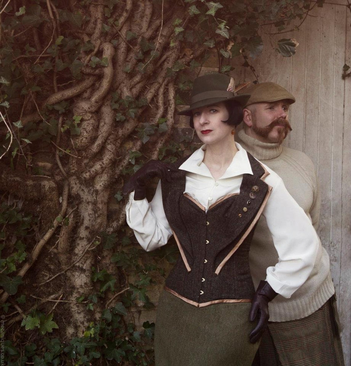 Tweed Corset. Steampunk Corset- Ladies Recycled Tweed Waistcoat ...