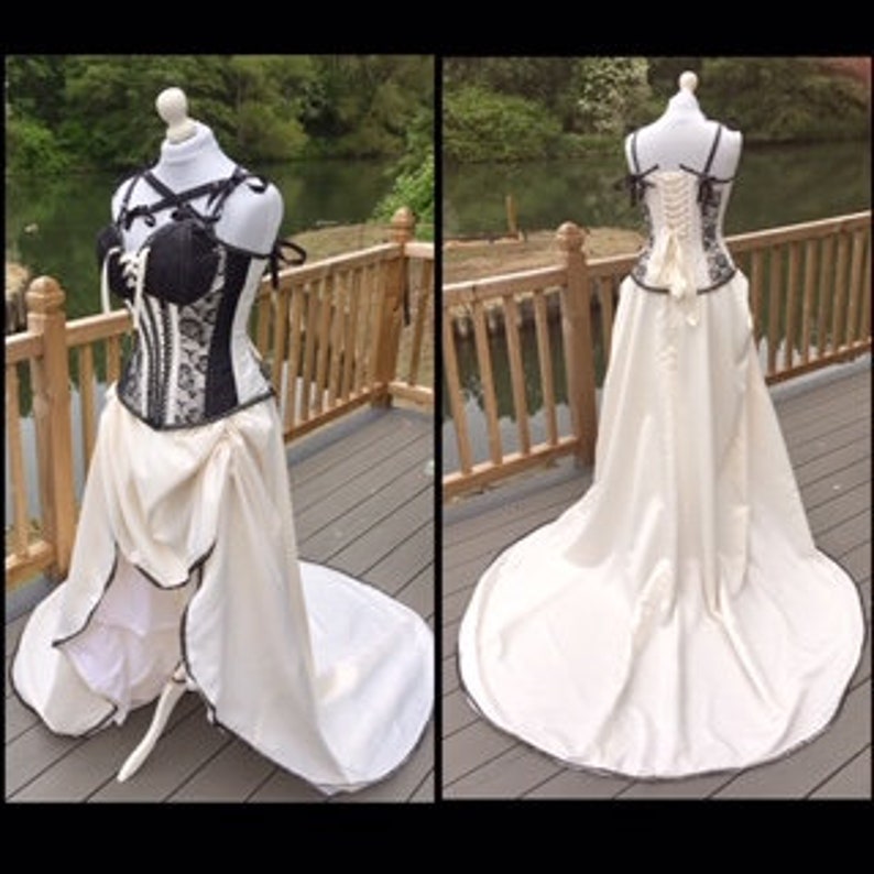 SALE. Alternative Ivory and Black Wedding Dress. UK 14/16 - Etsy