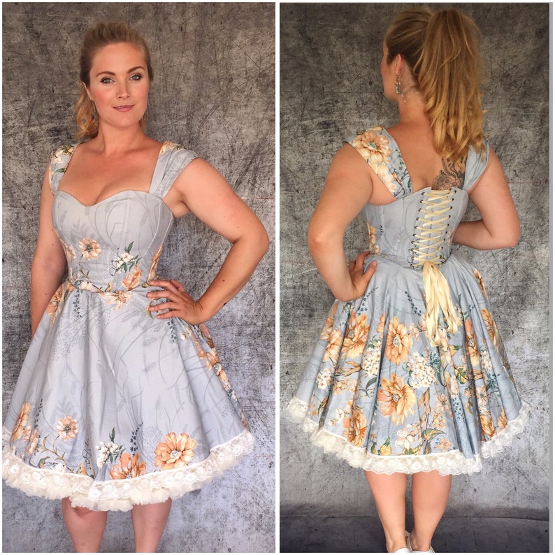 Corset Dress- Swing Dress- Fifties- Custom Fabric Corset Swing Dress ...