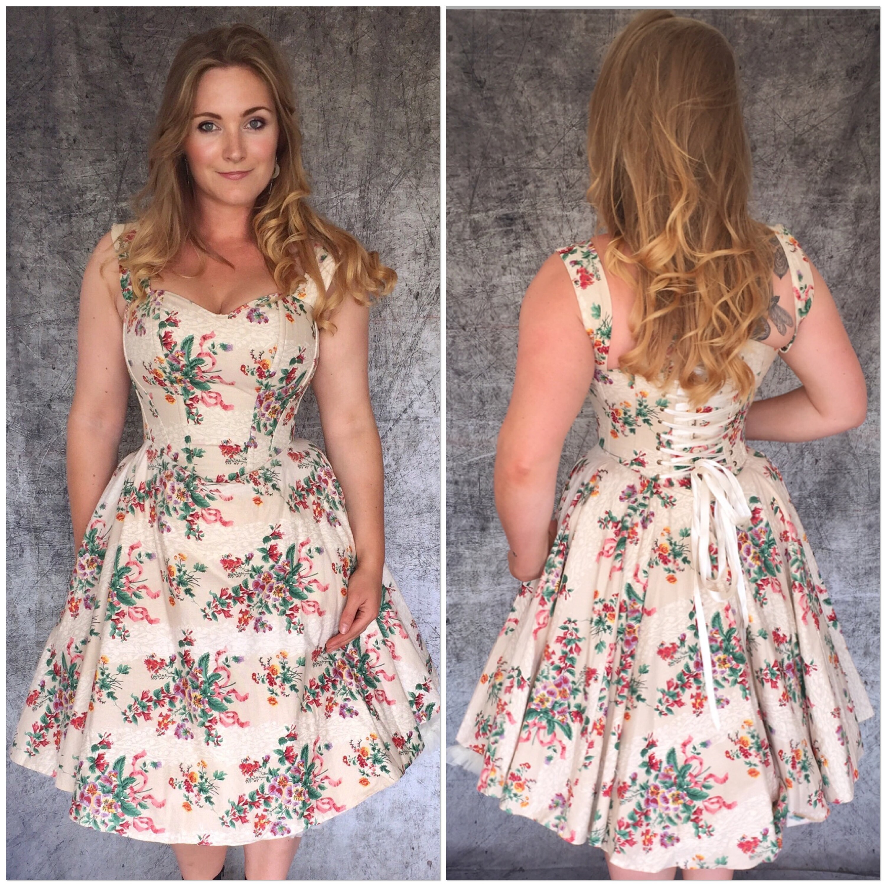 Corset Dress- Swing Dress- Fifties- Custom Fabric Corset Swing Dress ...