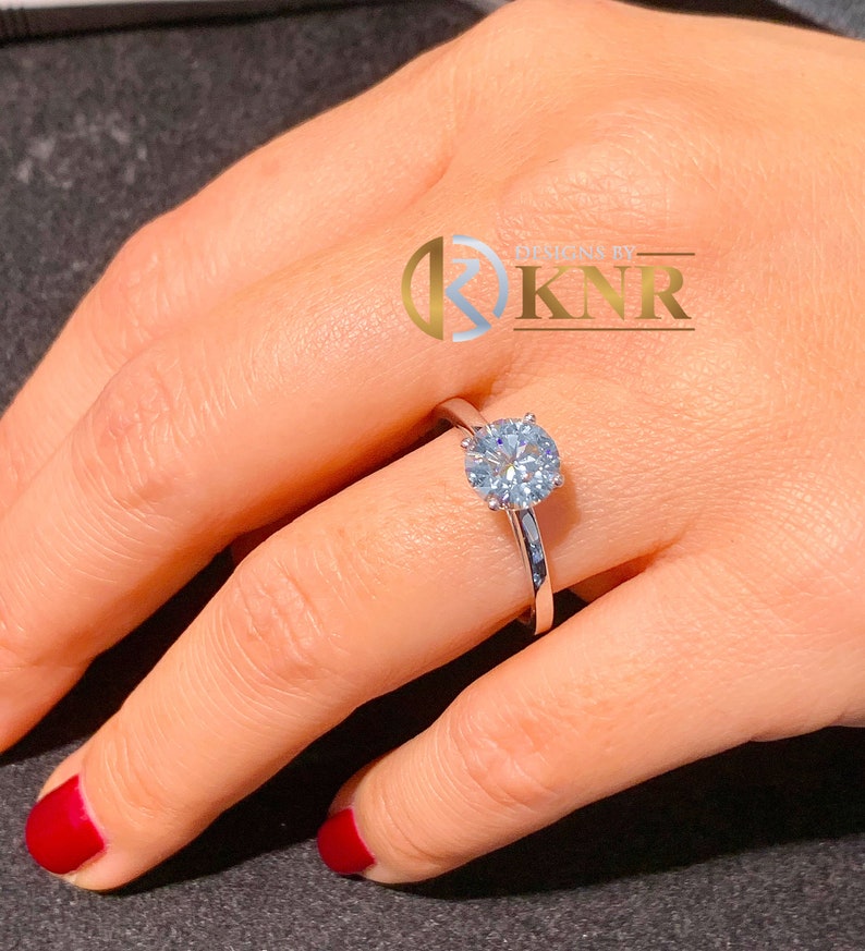 Cathedral Four Prong Setting Solitaire 14K Solid White Gold - Etsy