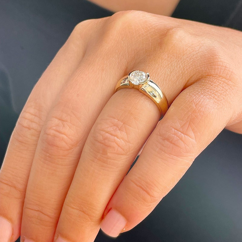 Bezel Diamond Ring - Etsy