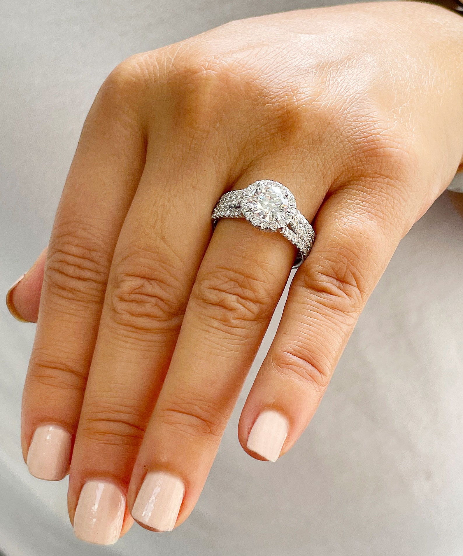 Triple Shank Style 14k White Gold Round Cut Moissanite and | Etsy