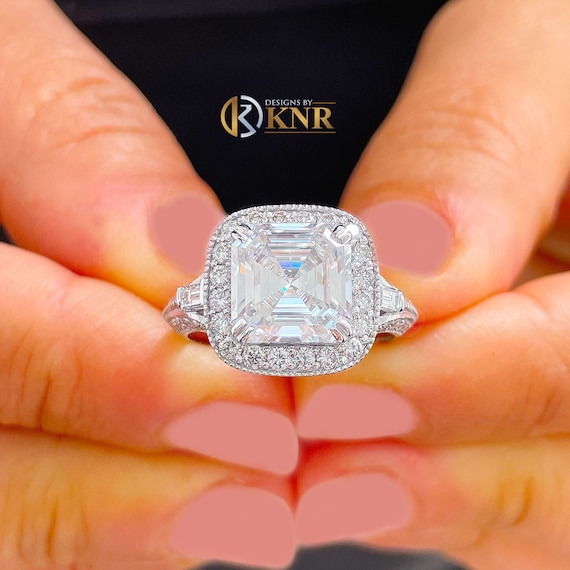 Halo asscher cut engagement rings store