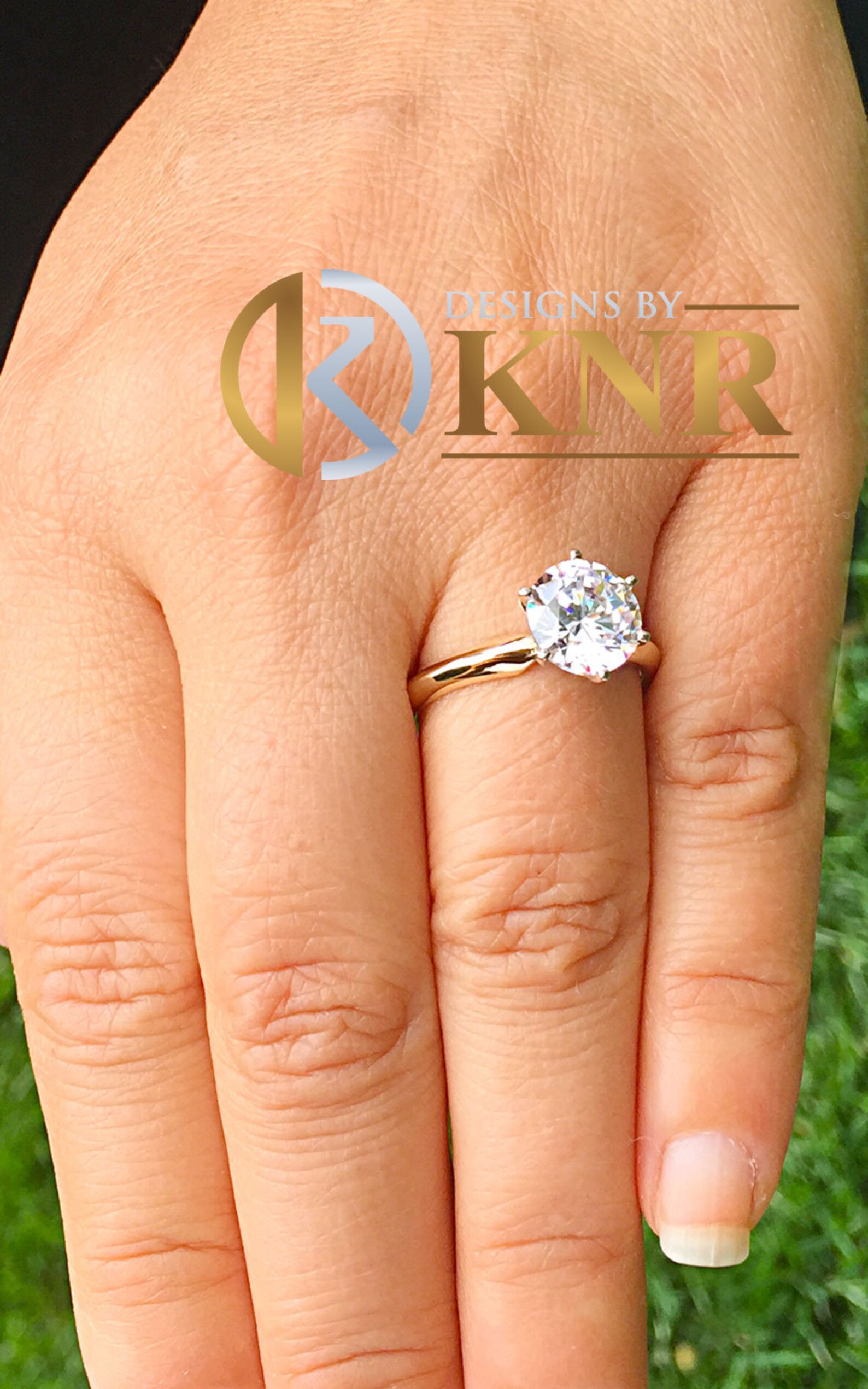 Large Four Carat Set in 14k Solid Yellow Gold Round Cut - Etsy