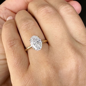 Oval Shape Moissanite Engagement Ring Solitaire Four Prong Set Bridal ...