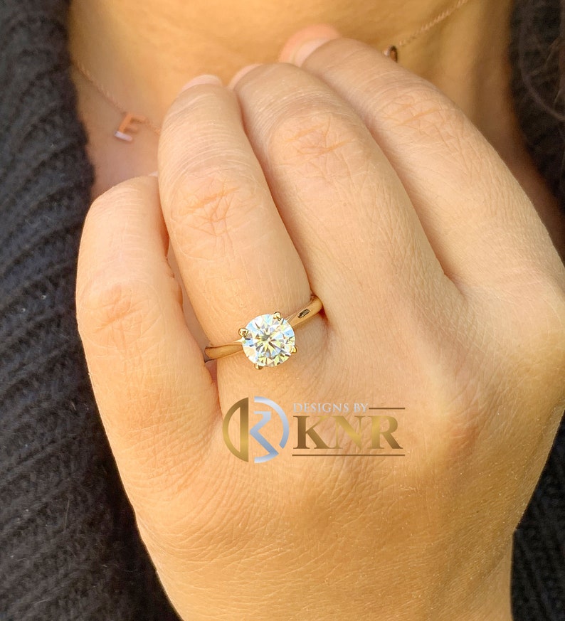 Cathedral Four Prong Setting Solitaire 14K Yellow Gold Round | Etsy