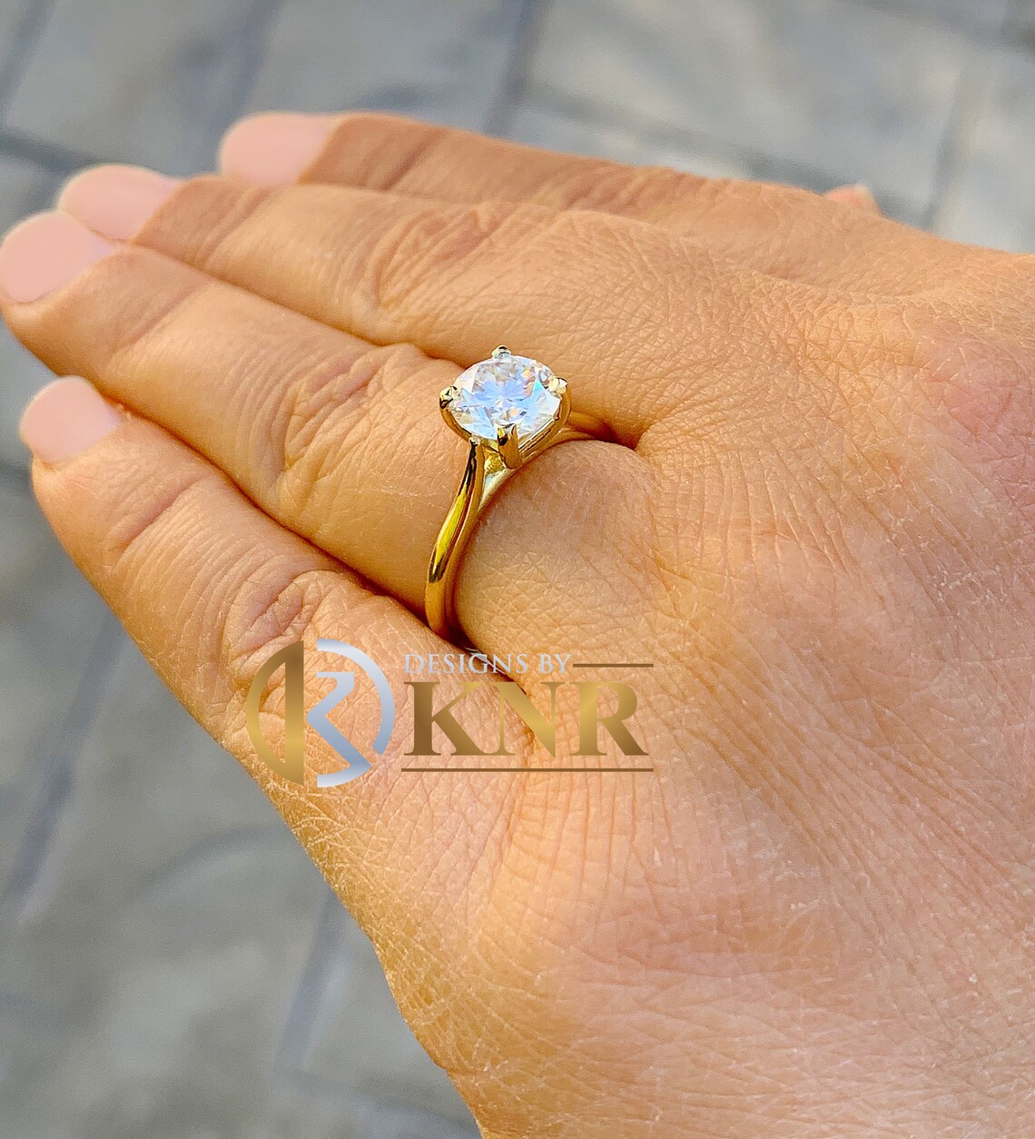 Cathedral Four Prong Setting Solitaire 14K Yellow Gold Round - Etsy