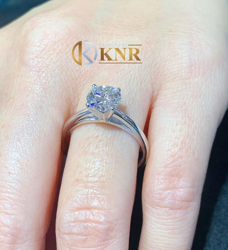 Cathedral Four Prong Setting Solitaire 14K Solid White Gold - Etsy