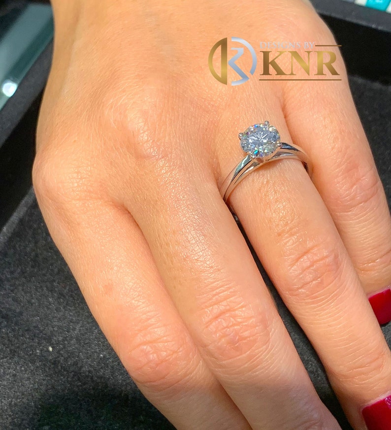 Cathedral Four Prong Setting Solitaire 14K Solid White Gold - Etsy