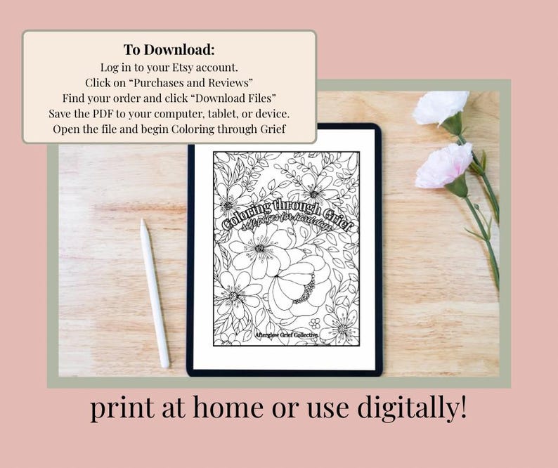 Grief Coloring Book: Printable Art Therapy for All Ages (instant ...