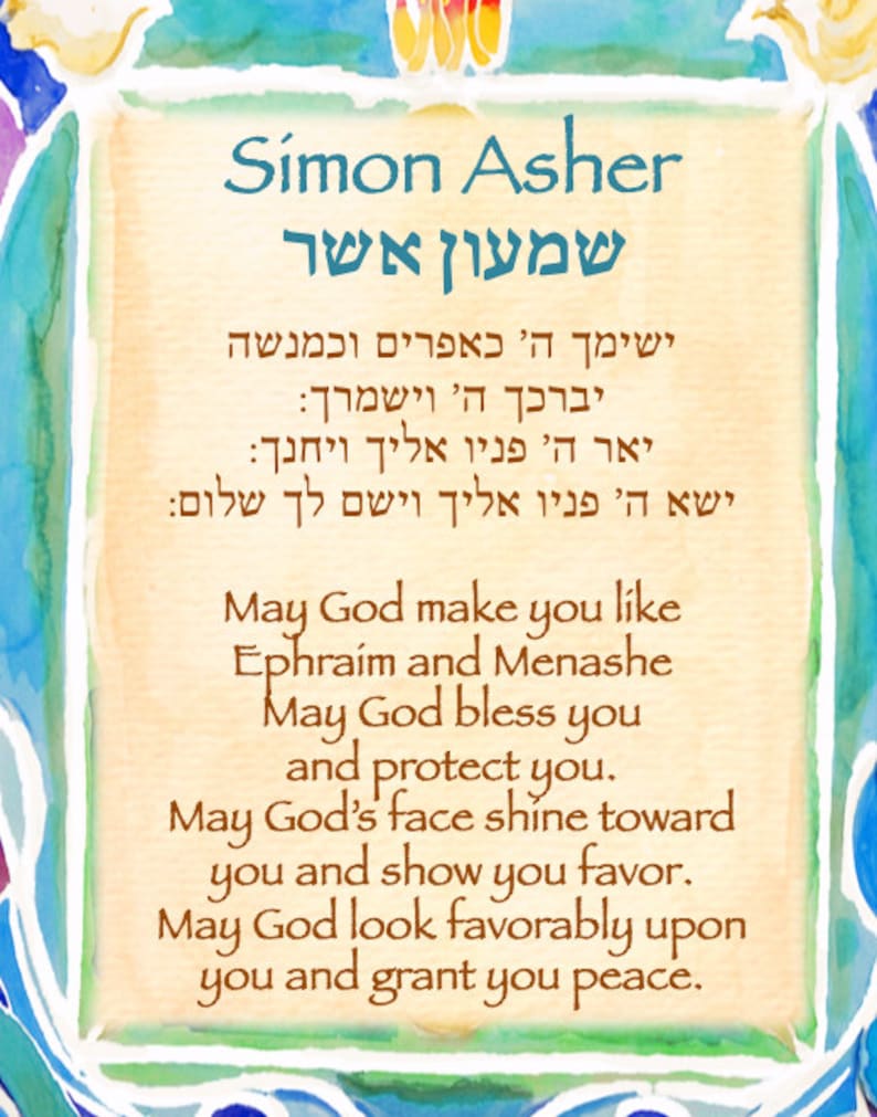 Jewish Baby Boy Gift - Personalized Sons Blessing - Jewish Judaica Wall ...