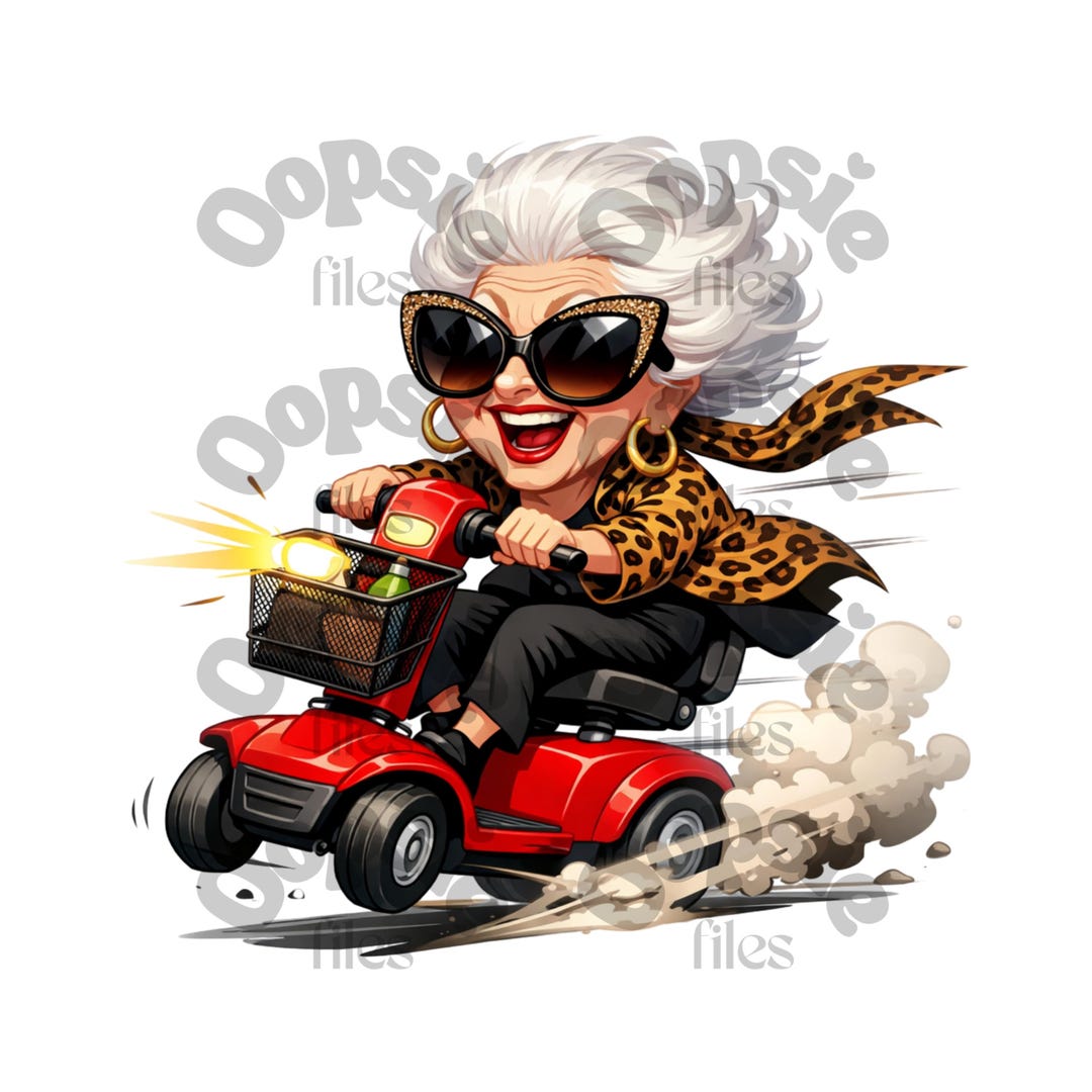 10 PNG Funny Old Ladies Clipart Bundle, Mentally Spicy Cartoon Grandma ...