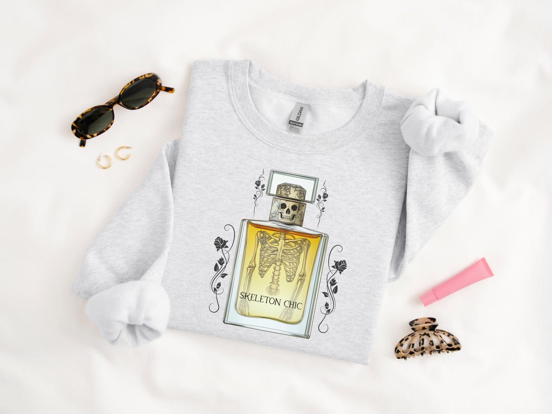 Gothic Skeleton Perfume Bottle Clipart: Vintage Horror PNG (digital ...