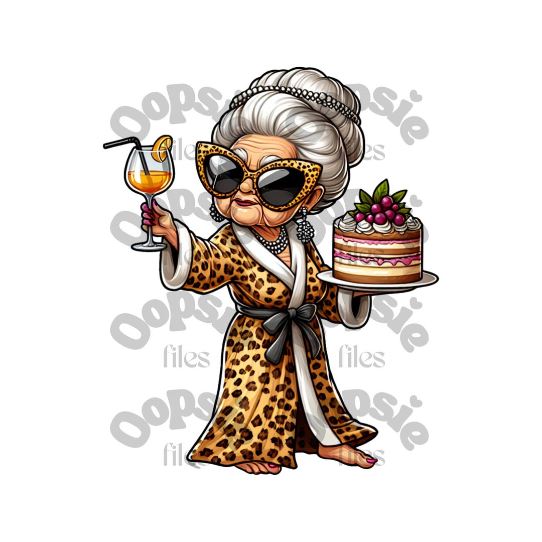 12 PNG Old Ladies Clipart Bundle, Mentally Spicy Cartoon Grandma ...