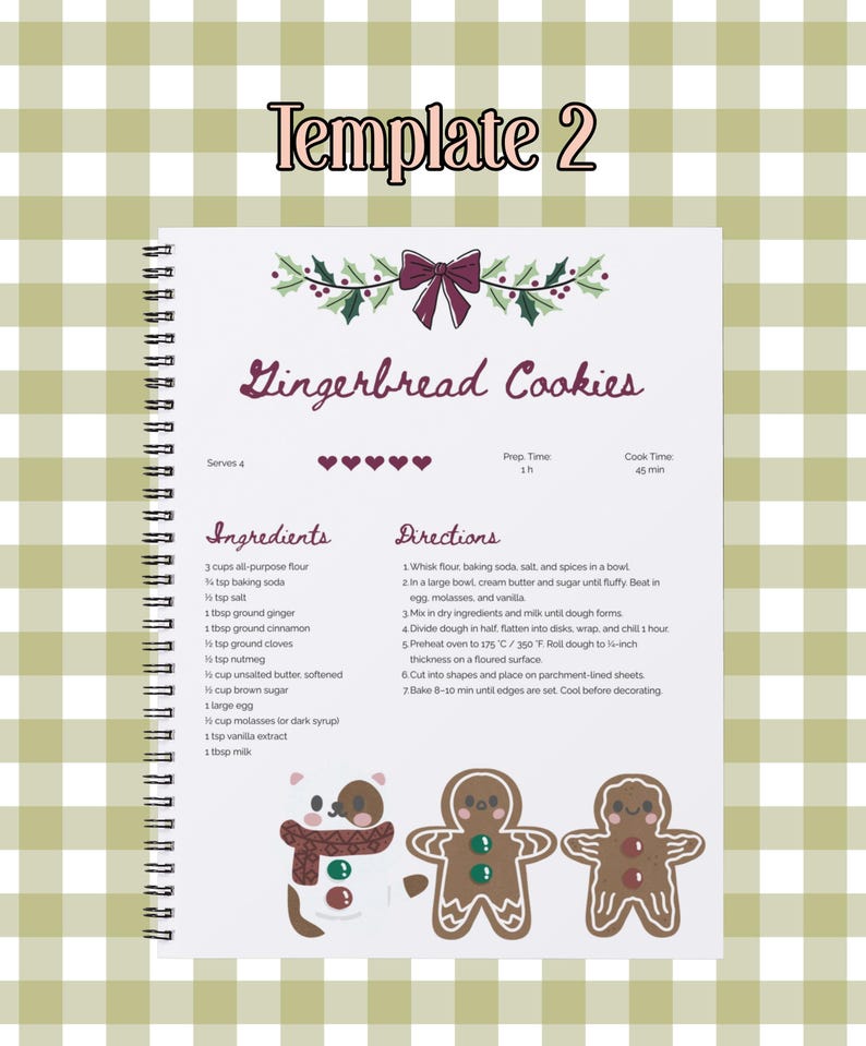 Recipe Template, Canva Cookbook Template, Editable Recipe Page ...