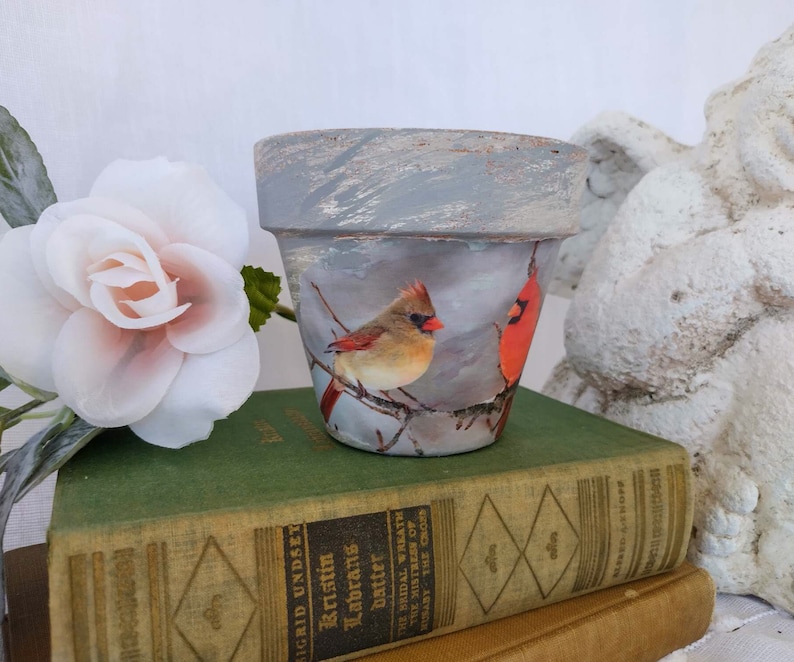 Cardinal Planter French Country Farmhouse Chalk Paint Aged - Etsy