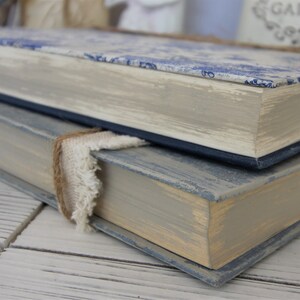 French Toile Design Book Stack, Blue and Floral Decor Books, Farmhouse ...