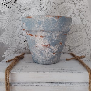 French Country Blue, Gray, White, Terracotta Planter, Rustic ...