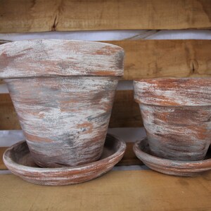 Hand Painted Aged Look, Chalk Paint, Distressed Terracotta Clay Pots ...