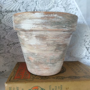 Hand Painted Aged Look, Distressed Terracotta Clay Pots, Saucers, 4 or ...
