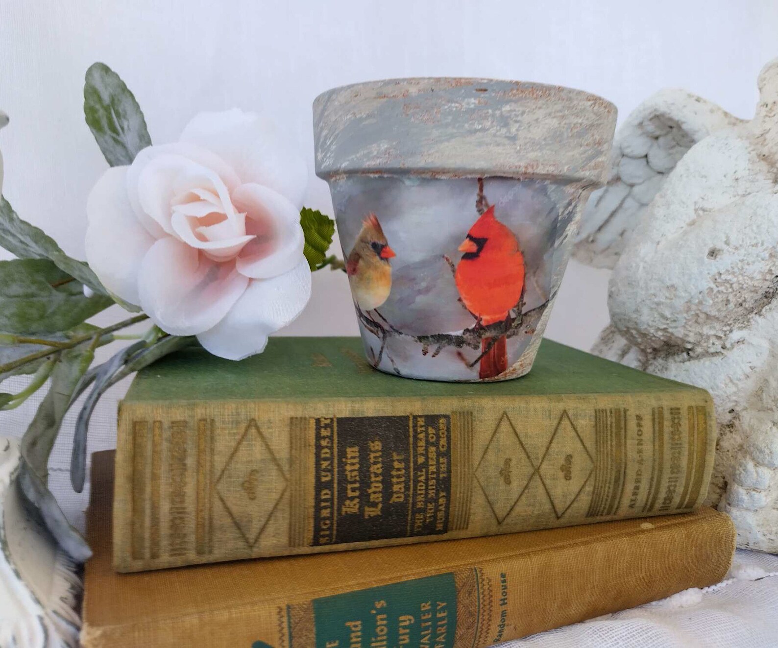 Cardinal Planter French Country Farmhouse Chalk Paint Aged - Etsy