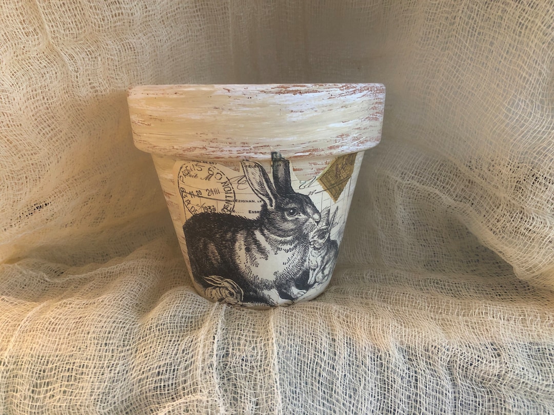 Bunny Planter, Chalk Paint Distressed, 4 In. or 6 In. Farmhouse ...