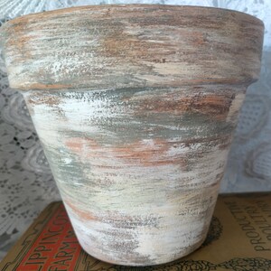 Hand Painted Aged Look, Distressed Terracotta Clay Pots, Saucers, 4 or ...