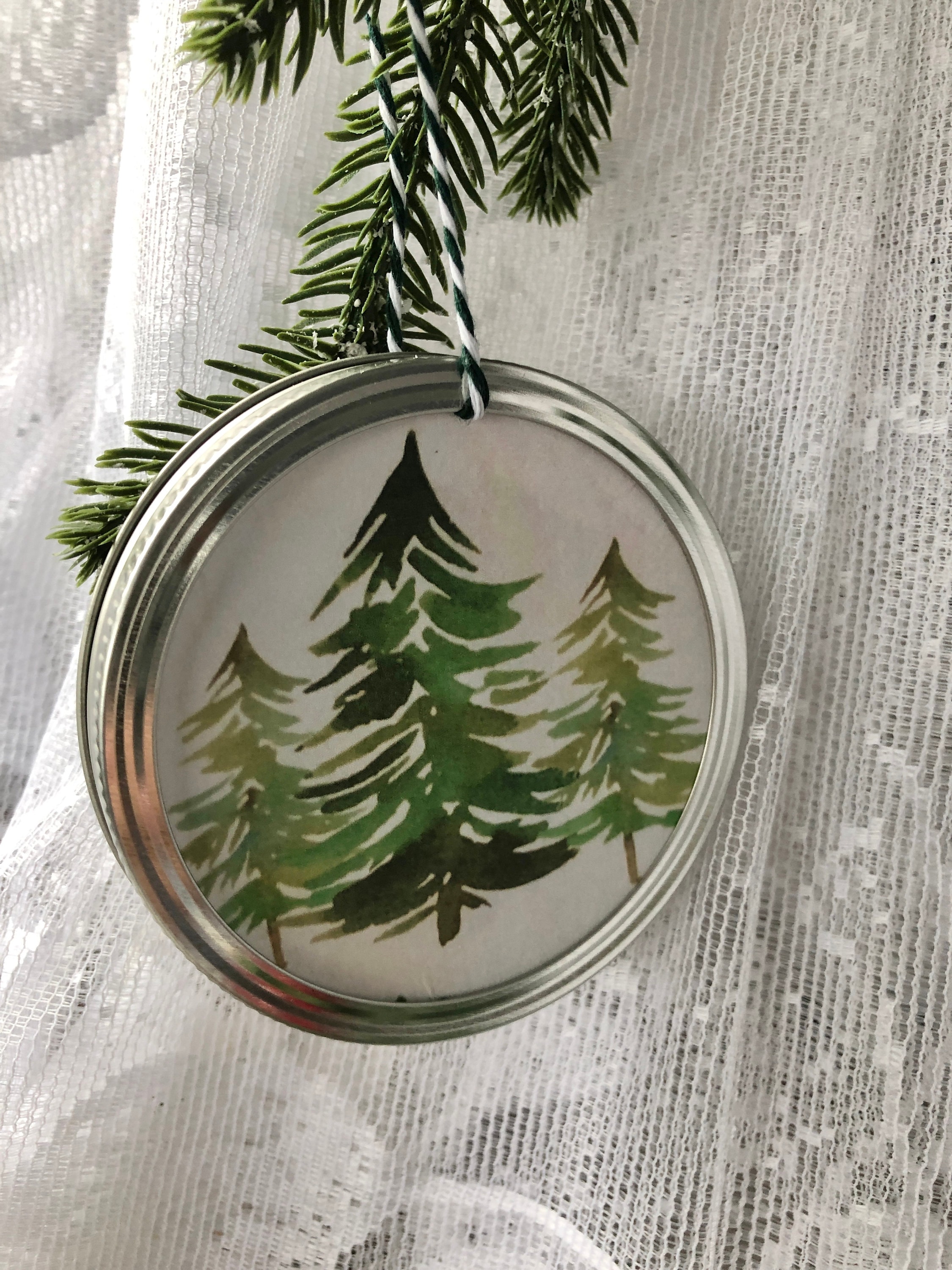 Mason Jar Lid Christmas Ornaments Set of 4 - Etsy