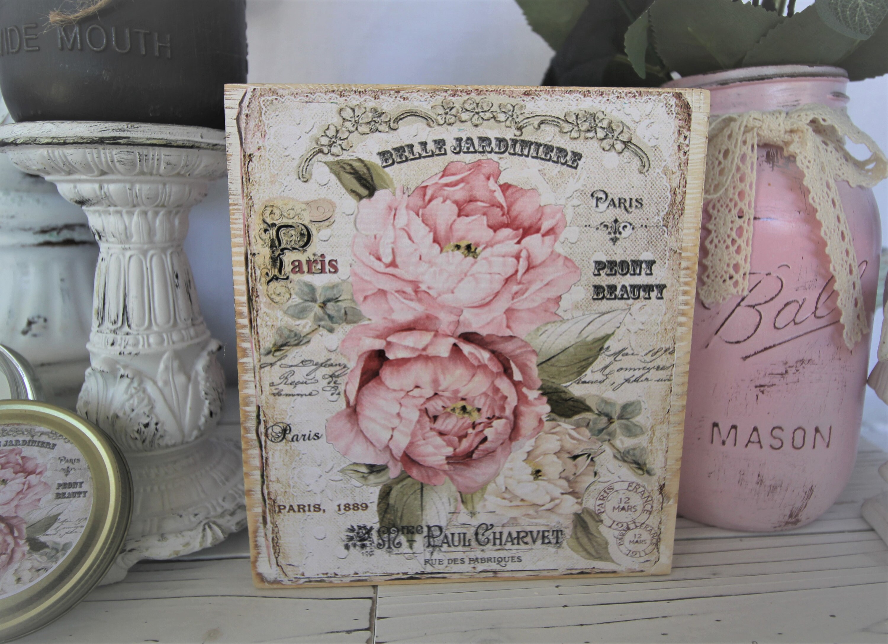 Belle Jardiniere Tissue Box Cover, Whitewashed Wood, Decoupage, Paris ...