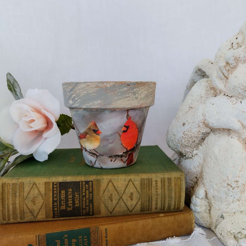 Cardinal Planter French Country Farmhouse Chalk Paint Aged - Etsy
