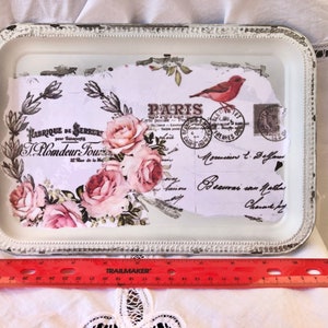 Tray French Post Card Cardinal Distress Painted Chippy | Etsy