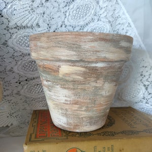 Hand Painted Aged Look, Distressed Terracotta Clay Pots, Saucers, 4 or ...